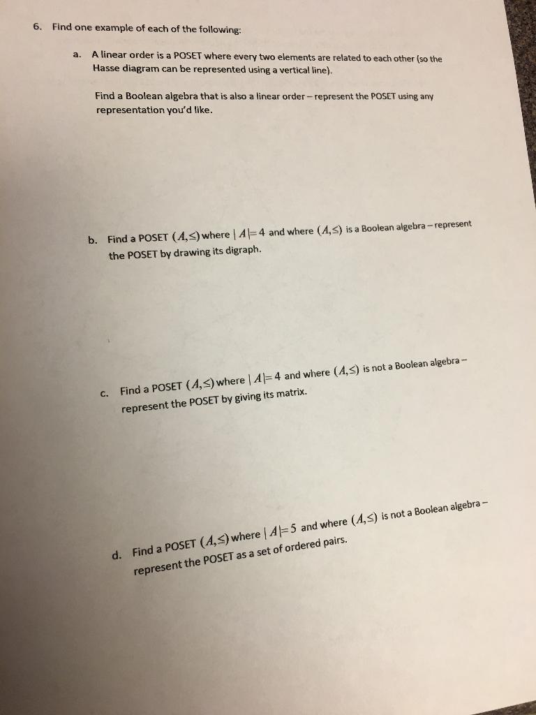 Solved 6. Find one example of each of the following: a. A | Chegg.com