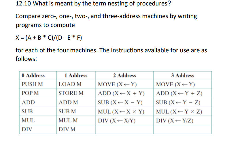 Solved 12.10 What is meant by the term nesting of | Chegg.com