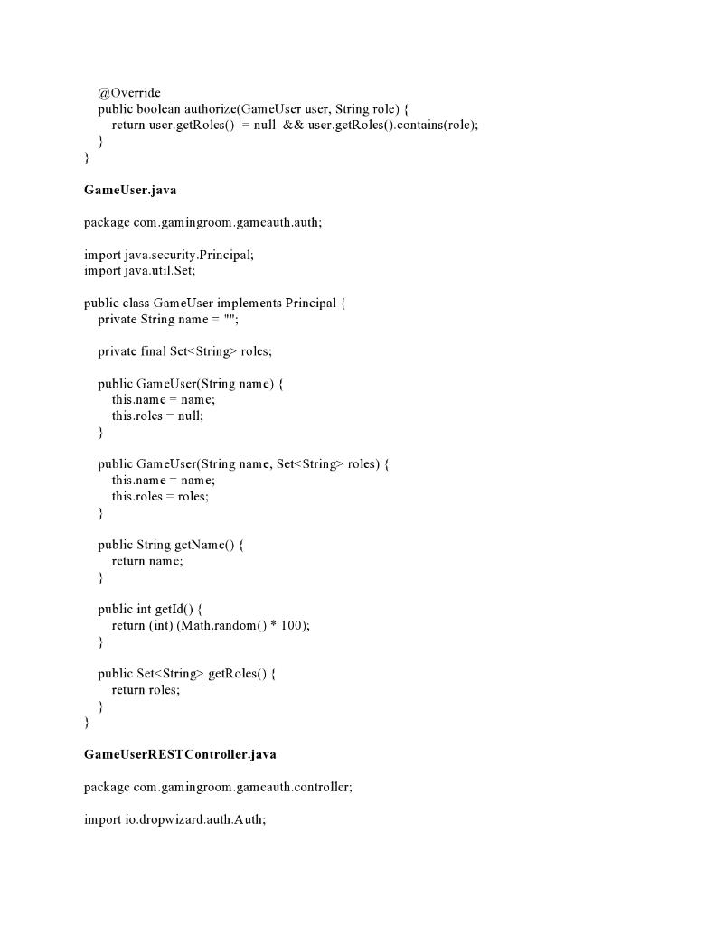 Solved Here is the code: GameAuthApplication.java package | Chegg.com