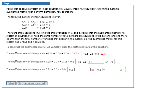 Solved Step 1 Recall that to solve a system of linear | Chegg.com