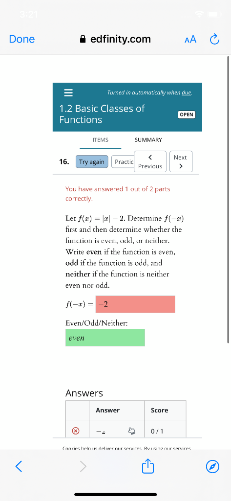 Solved SA Done edfinity.com AA Turned in outomatically when | Chegg.com