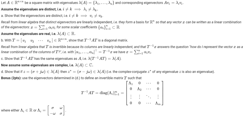 Solved Let A E Rnxn be a square matrix with eigenvalues λ | Chegg.com