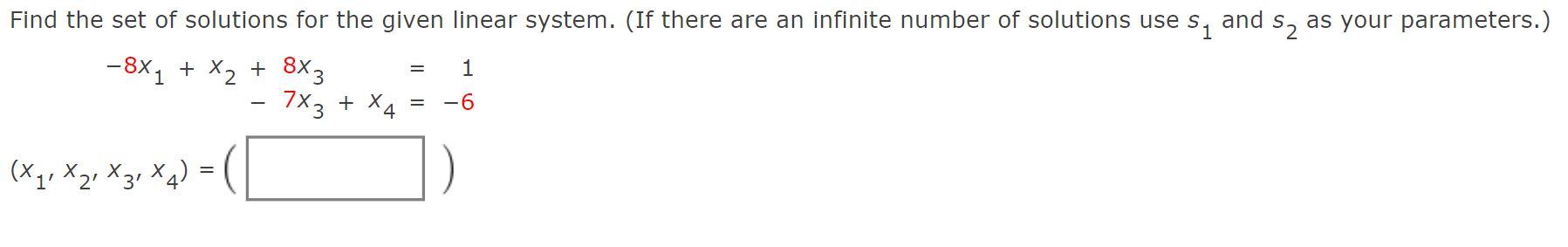 Solved Find the set of solutions for the given linear | Chegg.com