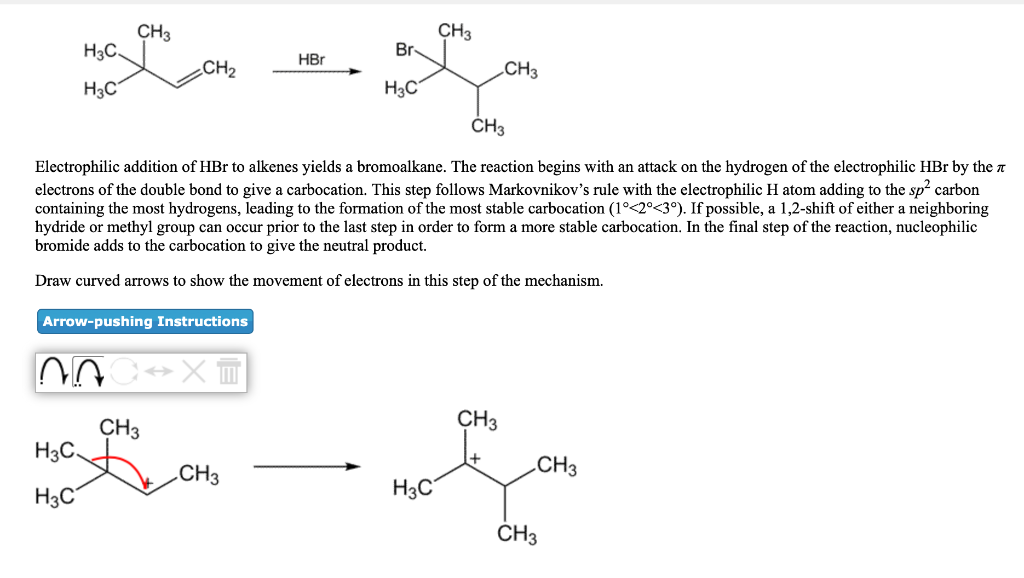 Solved CH3 CH3 H3C Br HBr CH2 CH3 H3C H3C CH3 Electrophilic | Chegg.com