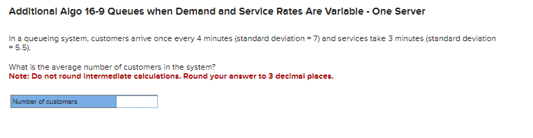 Solved Additional Algo 16-9 Queues when Demand and Service | Chegg.com