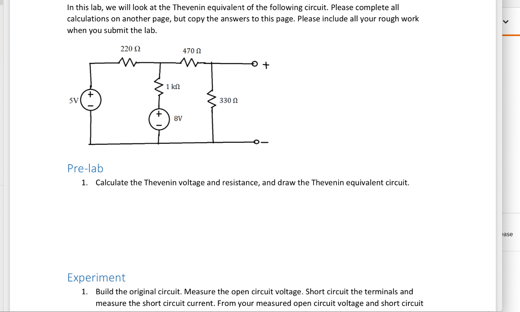 Solved Experiment 1. Build the original circuit. Measure the | Chegg.com