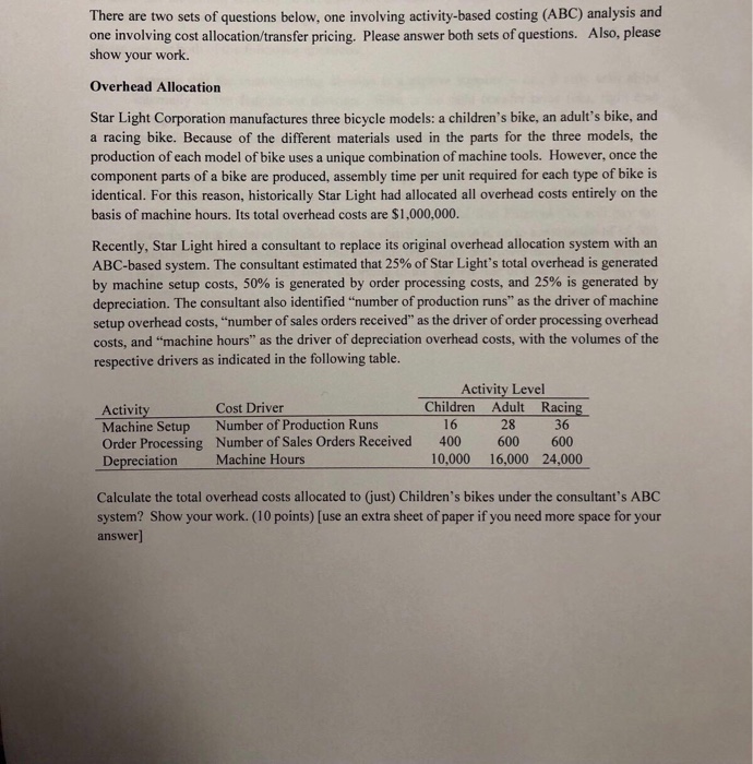 Solved There are two sets of questions below, one involving | Chegg.com