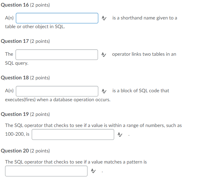 Solved Question 16 (2 points) A is a shorthand name given to | Chegg.com