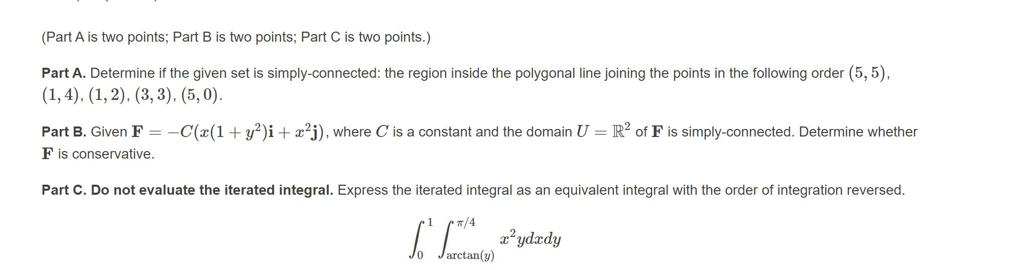 Solved (Part A is two points; Part B is two points; Part C | Chegg.com