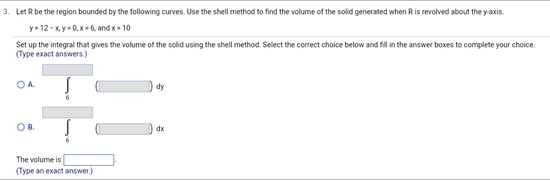 Solved 3. Let R be the region bounded by the following | Chegg.com