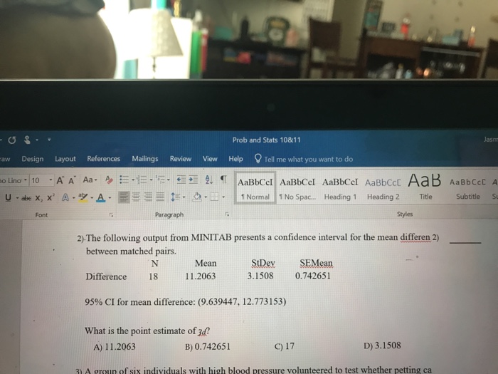 Solved the following output from minitab presents a | Chegg.com