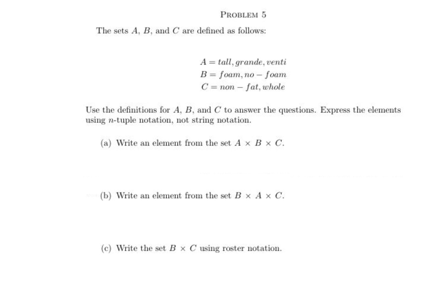 Solved The sets A,B, and C are defined as follows: A= tall , | Chegg.com