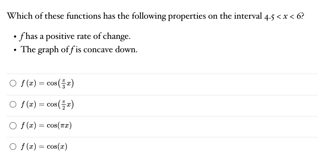 Solved Which of these functions has the following properties | Chegg.com