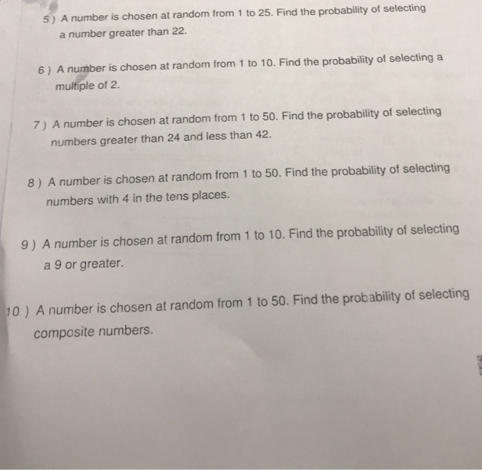 Solved 5) A number is chosen at random from 1 to 25. Find | Chegg.com