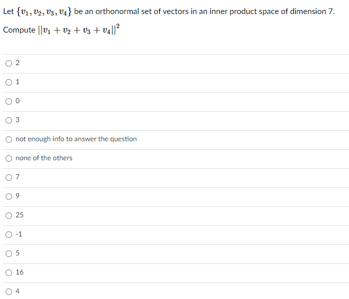Solved Let {V1, V2, V3, V4} be an orthonormal set of vectors | Chegg.com