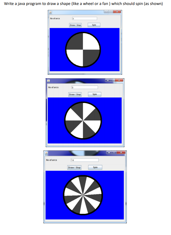 Solved Write a java program to draw a shape (like a wheel or | Chegg.com