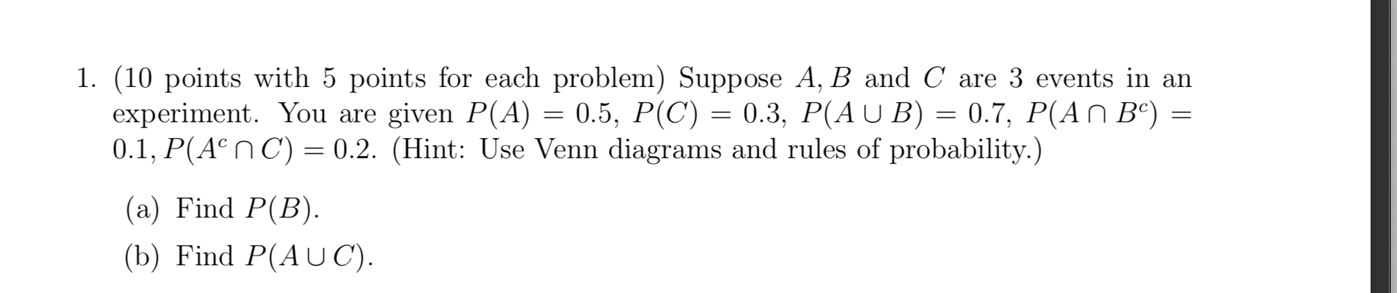 Solved 1. (10 points with 5 points for each problem) Suppose | Chegg.com