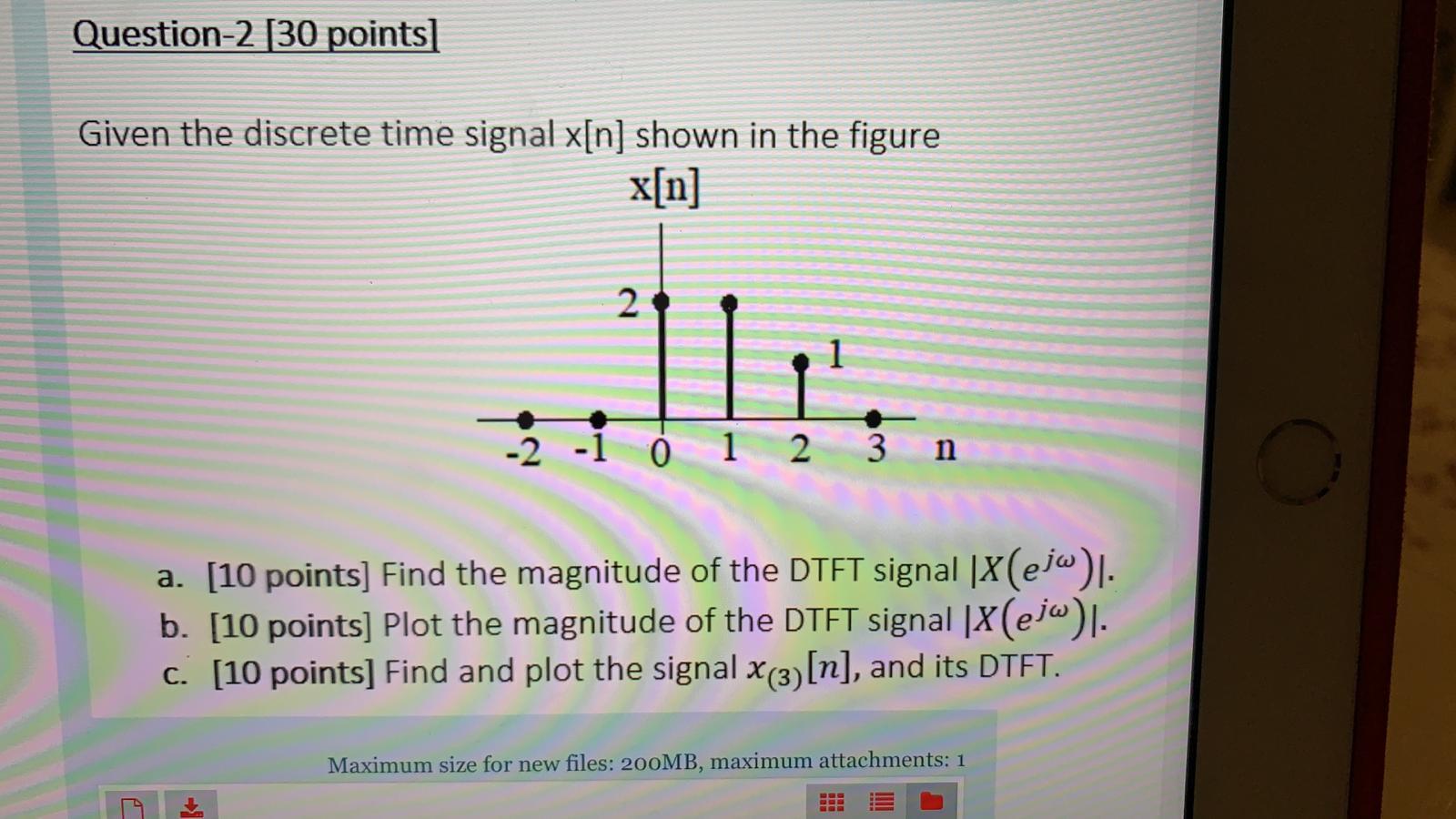Solved Question-2 (30 points Given the discrete time signal | Chegg.com