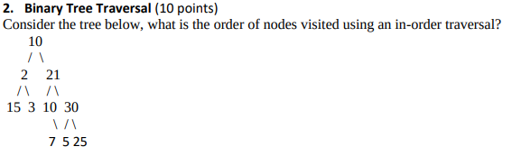 Solved 2. Binary Tree Traversal (10 points) Consider the | Chegg.com