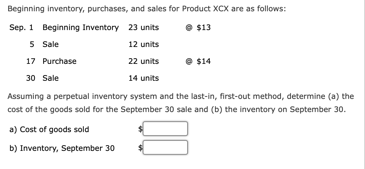 Solved Beginning inventory, purchases, and sales for Product | Chegg.com
