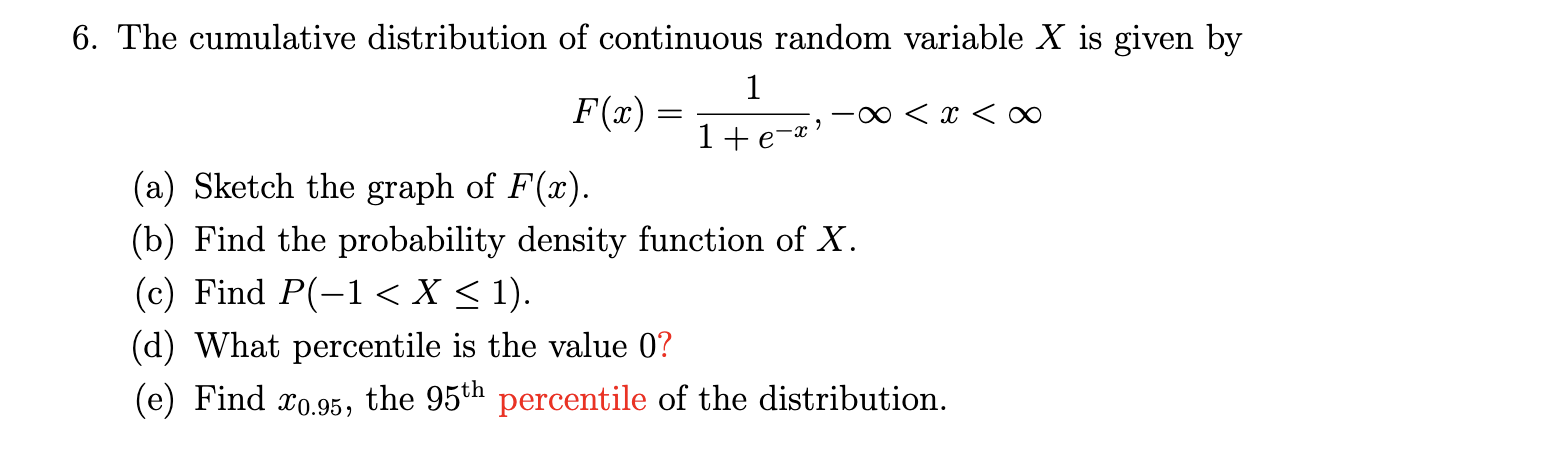 Solved 6. The cumulative distribution of continuous random | Chegg.com