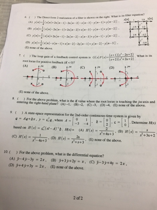 Solved 6 The Direct form 2 realization of a filter is shown | Chegg.com