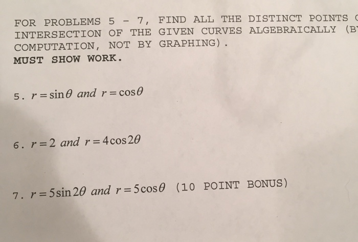Solved FOR PROBLEMS 57, FIND ALL THE DISTINCT POINTS | Chegg.com