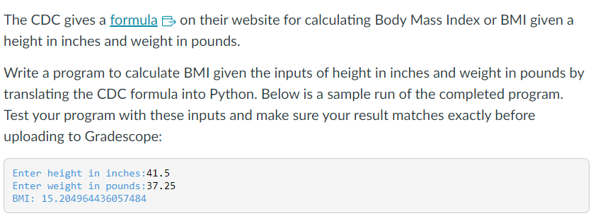 Solved The CDC gives a formula ⇉ ﻿on their website for | Chegg.com