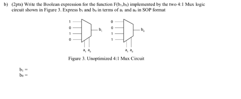Solved b) (2pts) Write the Boolean expression for the | Chegg.com