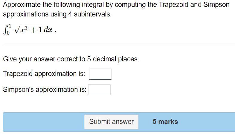 Solved Approximate the following integral by computing the | Chegg.com