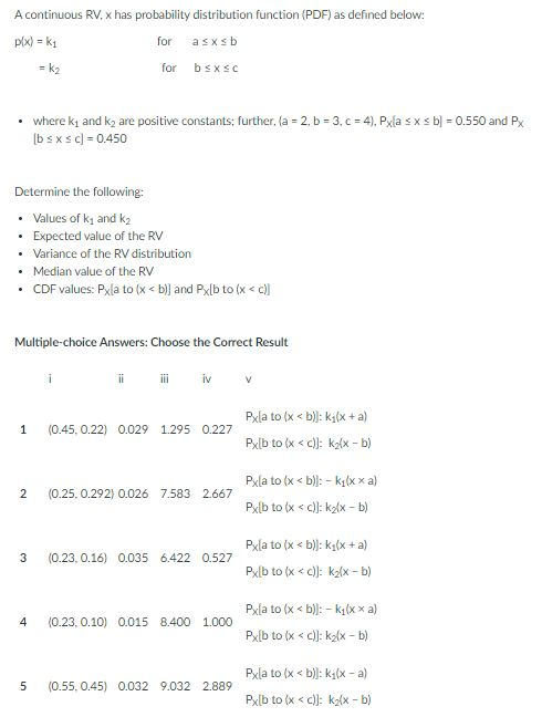 Solved A continuous RV, x has probability distribution | Chegg.com