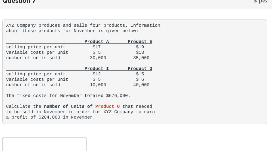Solved XYZ Company produces and sells four products. | Chegg.com