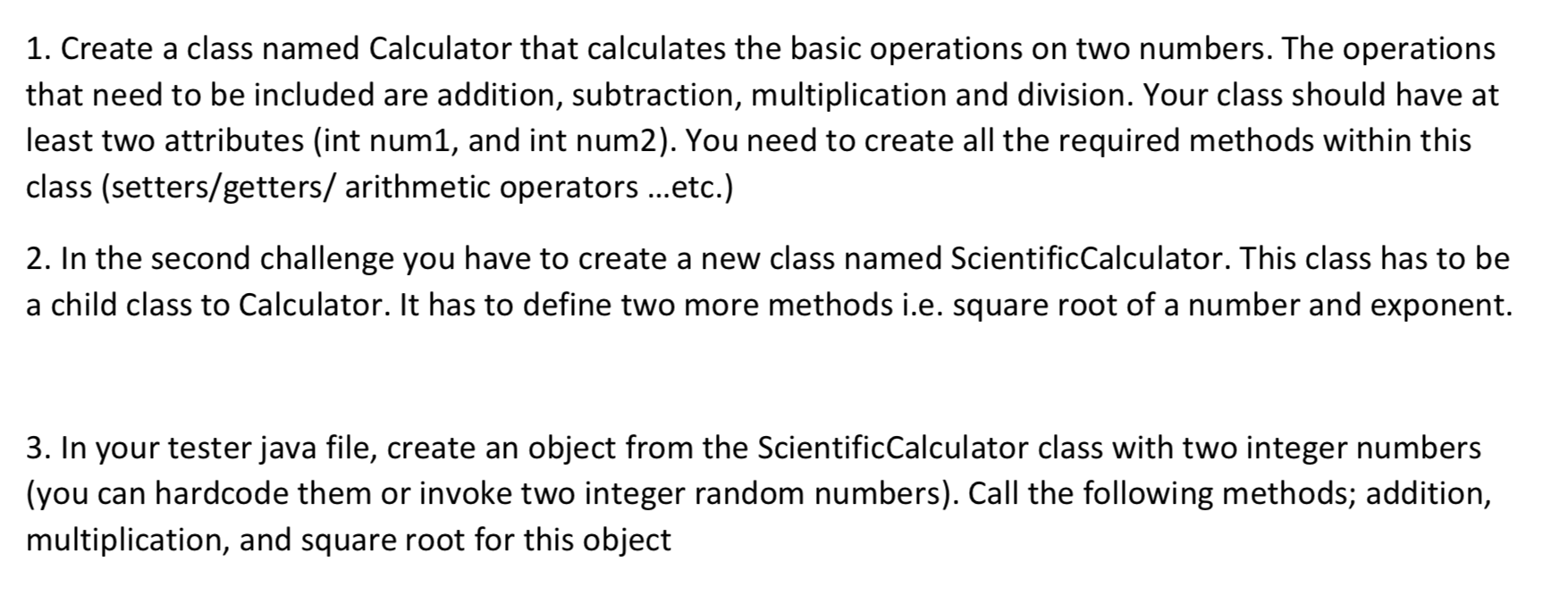 Solved 1. Create a class named Calculator that calculates | Chegg.com