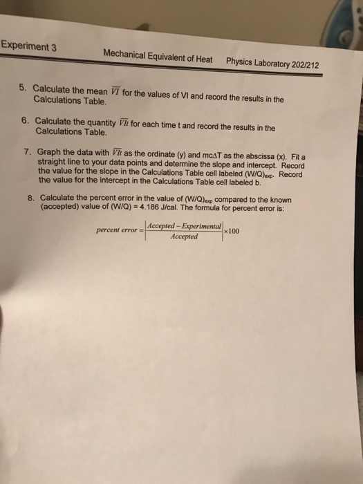 July 0-1 Experiment 3 Mechanical Equivalent of Heat | Chegg.com