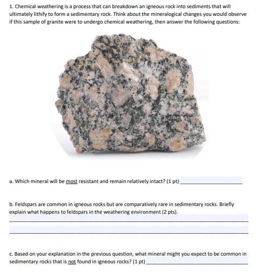 Solved Chemical weathering is a process that can breakdown | Chegg.com