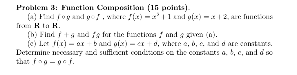 Solved Problem 3: Function Composition (15 points). (a) Find | Chegg.com