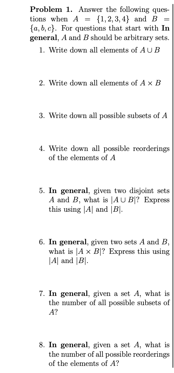 Solved Problem 1. Answer the following ques- tions when A | Chegg.com