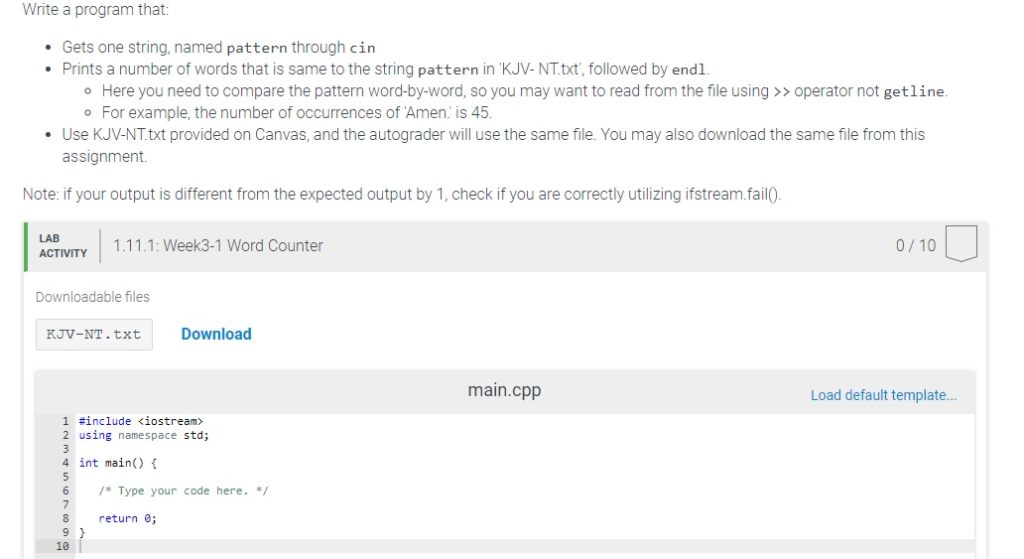 Solved Write a program that: Gets one string, named pattern | Chegg.com