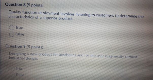 Solved Question 8 (5 points) Quality function deployment | Chegg.com