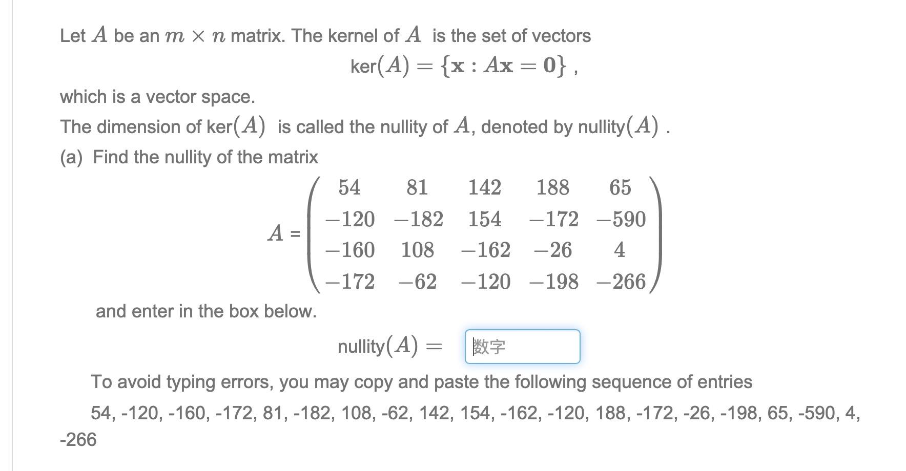 Solved Let A be an m x n matrix. The kernel of A is the set | Chegg.com