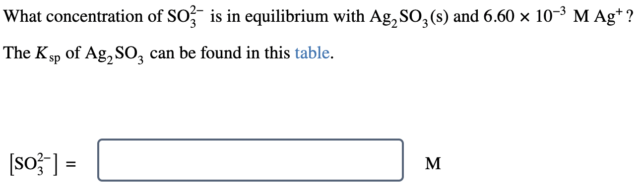 Solved What concentration of SO32− is in equilibrium with | Chegg.com