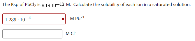 Solved The Ksp of PbCl2 is 8.19⋅10−12M. Calculate the | Chegg.com
