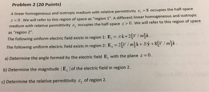 Solved A Linear Homogeneous And Isotropic Medium With
