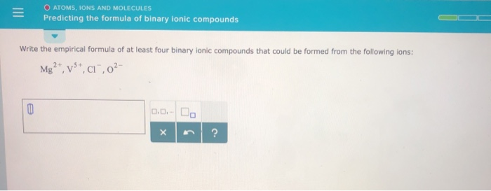 Solved O ATOMS, IONS AND MOLECULES Predicting the formula of | Chegg.com