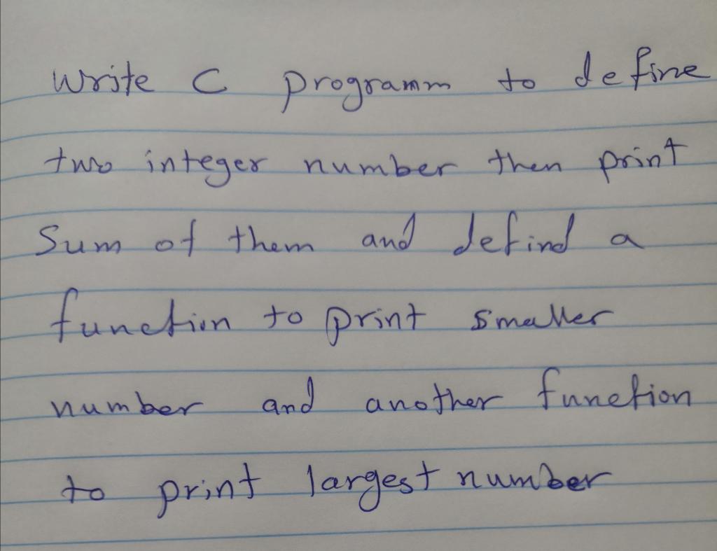 Solved Write C Programm To Define Two Integer Number Then 