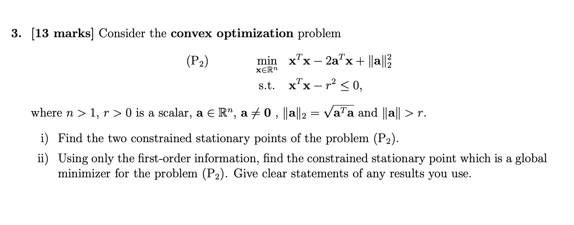 XER" 3. [13 marks] Consider the convex optimization | Chegg.com