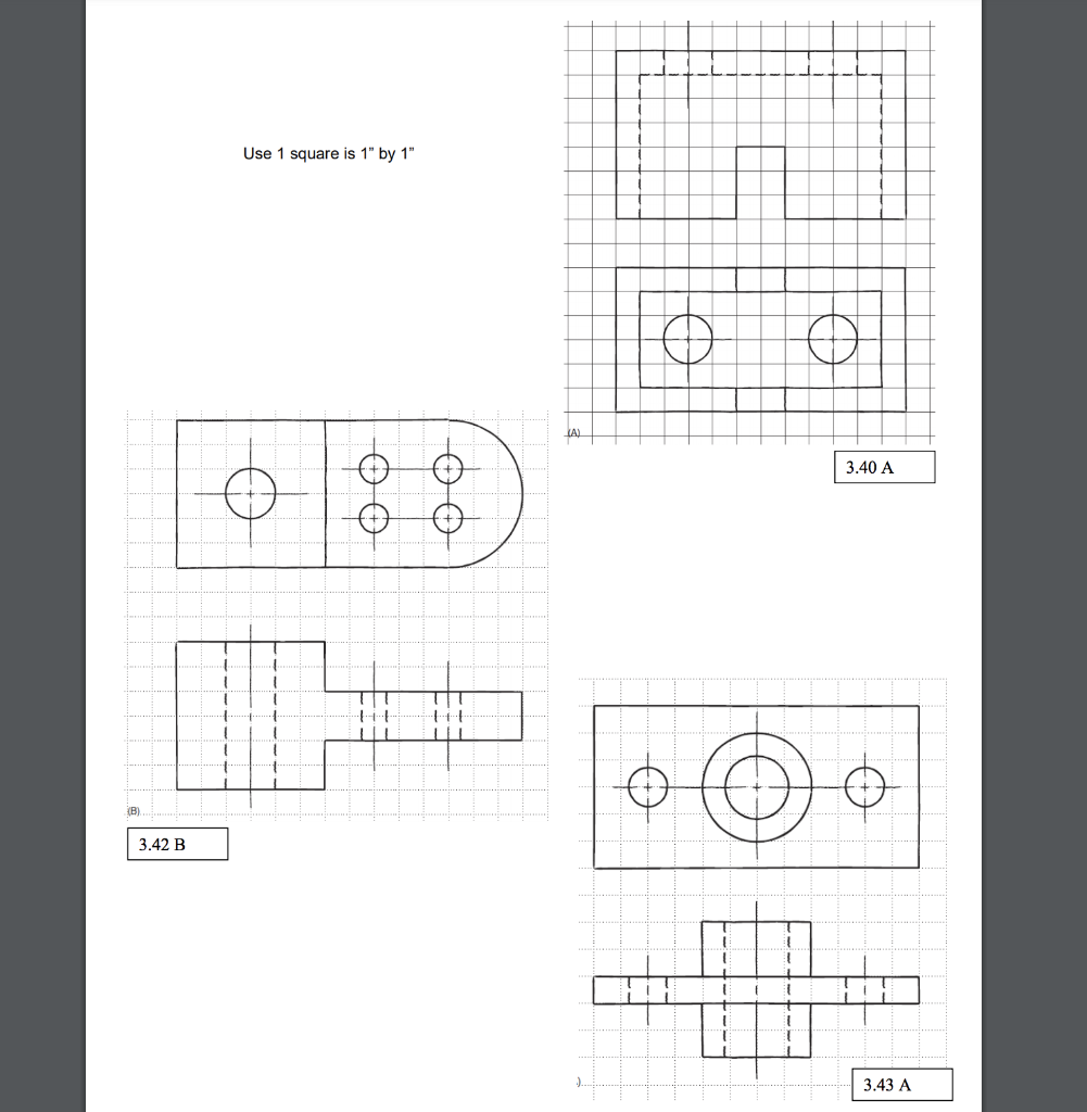 Solved 1. Draw orthographic projection drawings (3 views) of | Chegg.com
