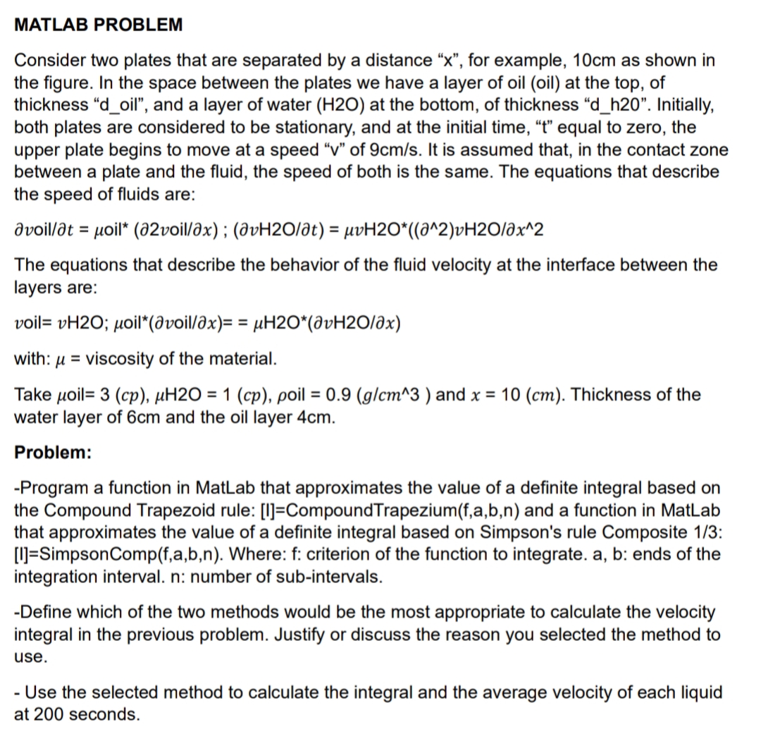 Solved MATLAB PROBLEM Consider two plates that are separated | Chegg.com