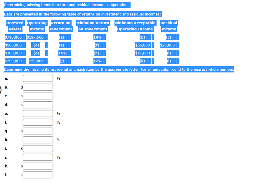 Solved Determining missing items in return and residual | Chegg.com