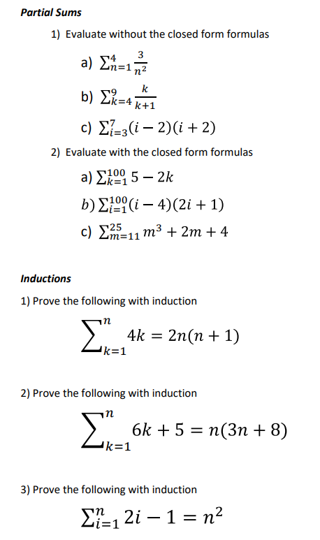Solved Using Discreate Mathpartial Sumsevaluate Without The